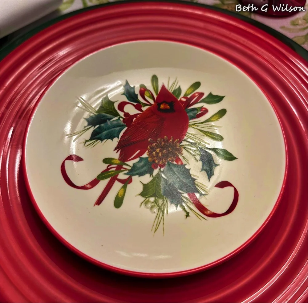 Cardinals on a Winter Tablescape — Whispers of the Heart