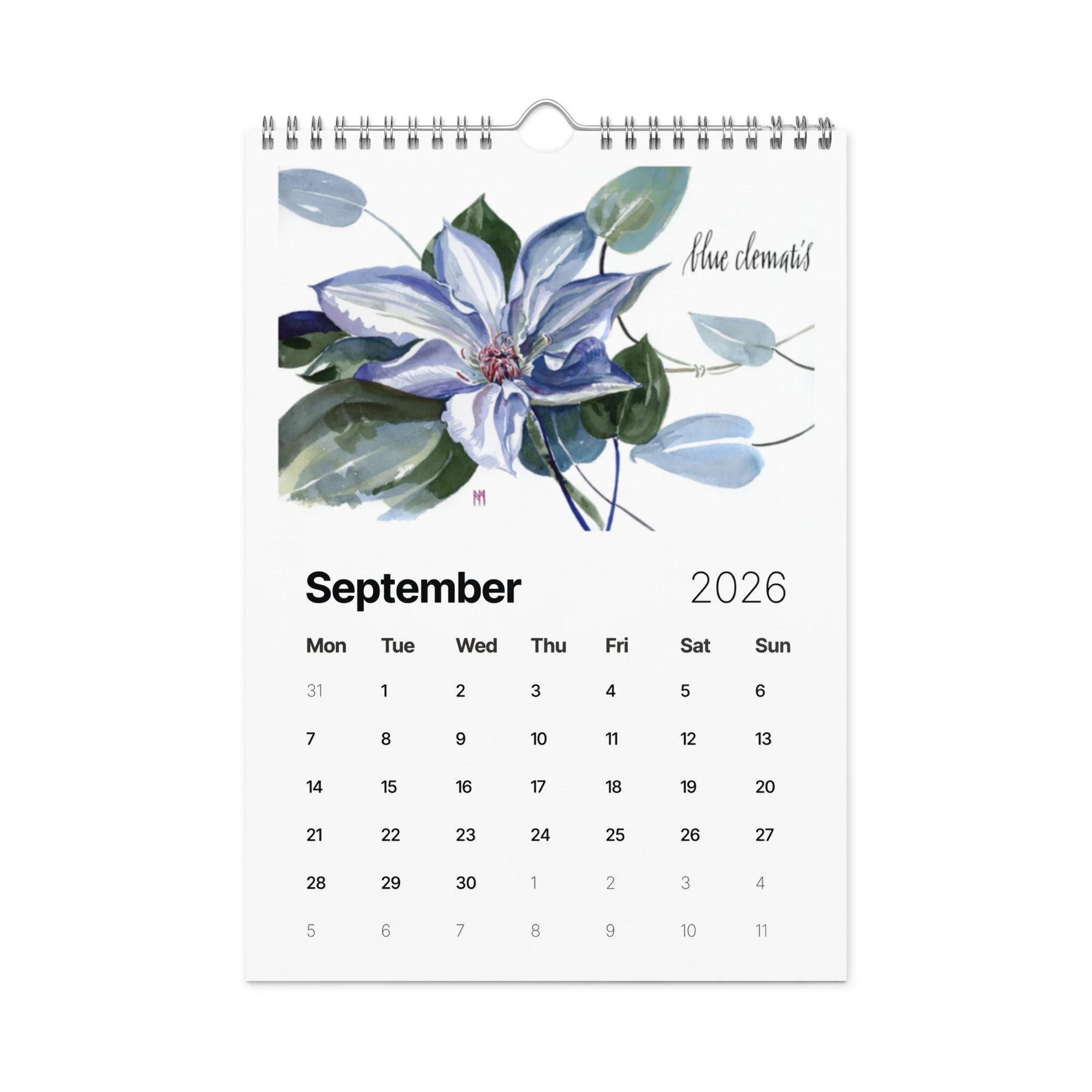 Floral Wall Calendar I - Watercolors by Ann Miller (2026) — Ann Miller