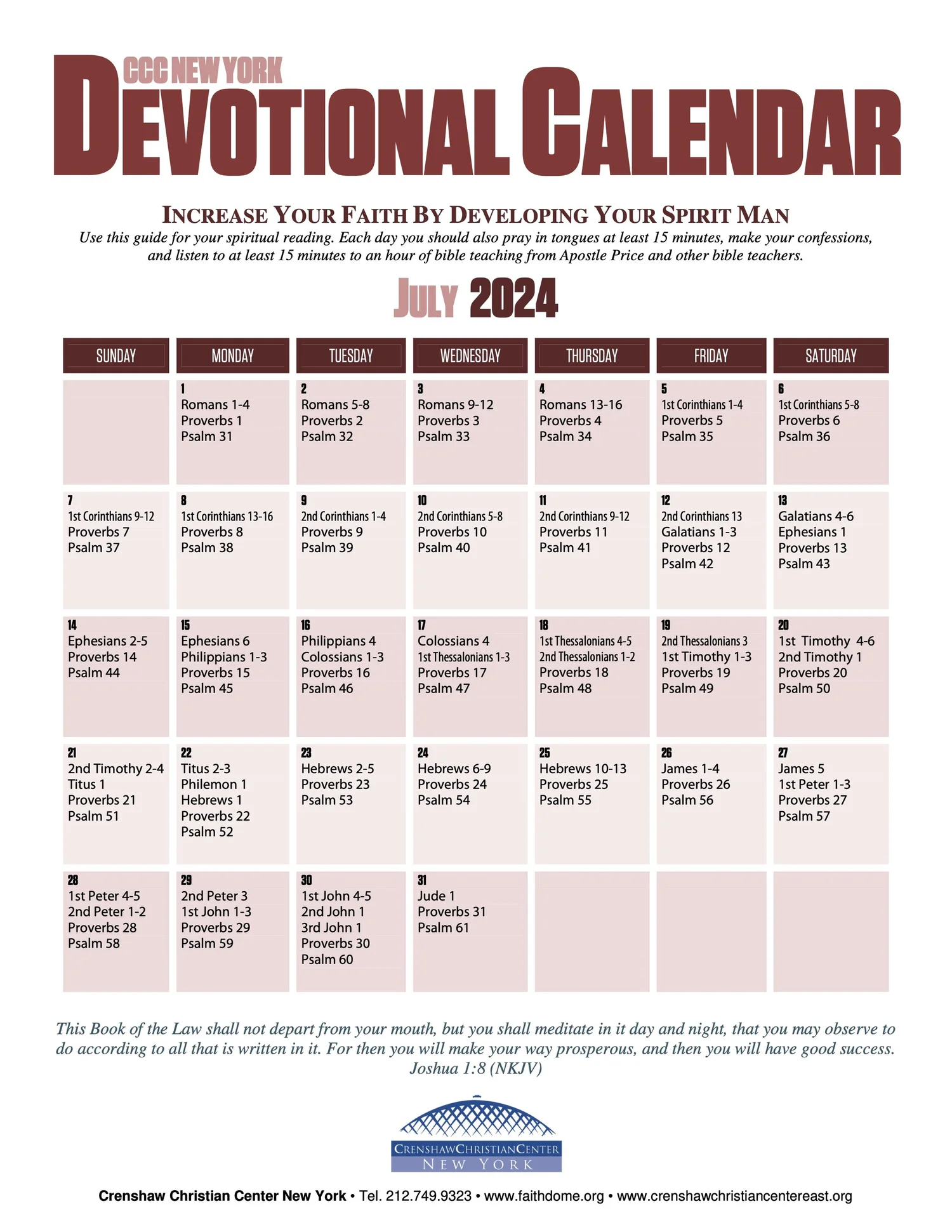 Calendars — Crenshaw Christian Center New York