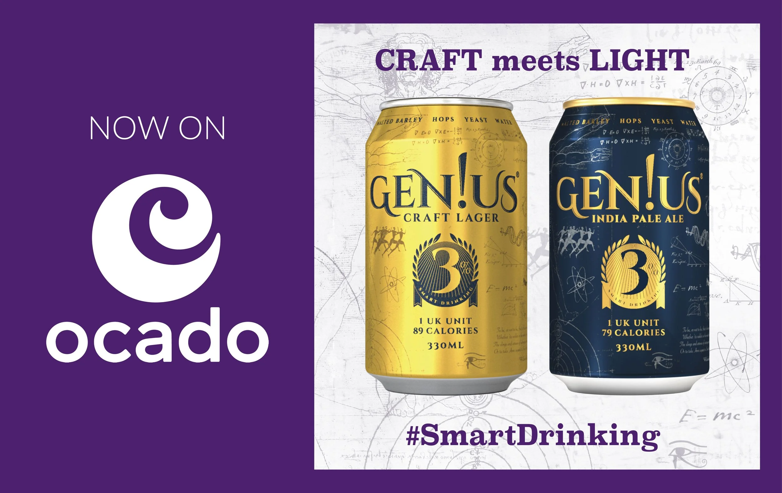 Genius Brewing light craft beers available on Ocado. | Gen!us Brewing