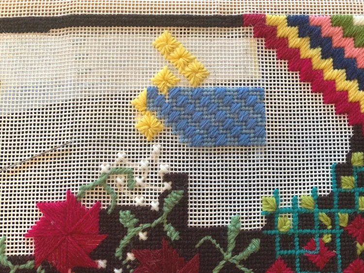 Making a freestyle garden needlepoint box cover — Ruby Seppings