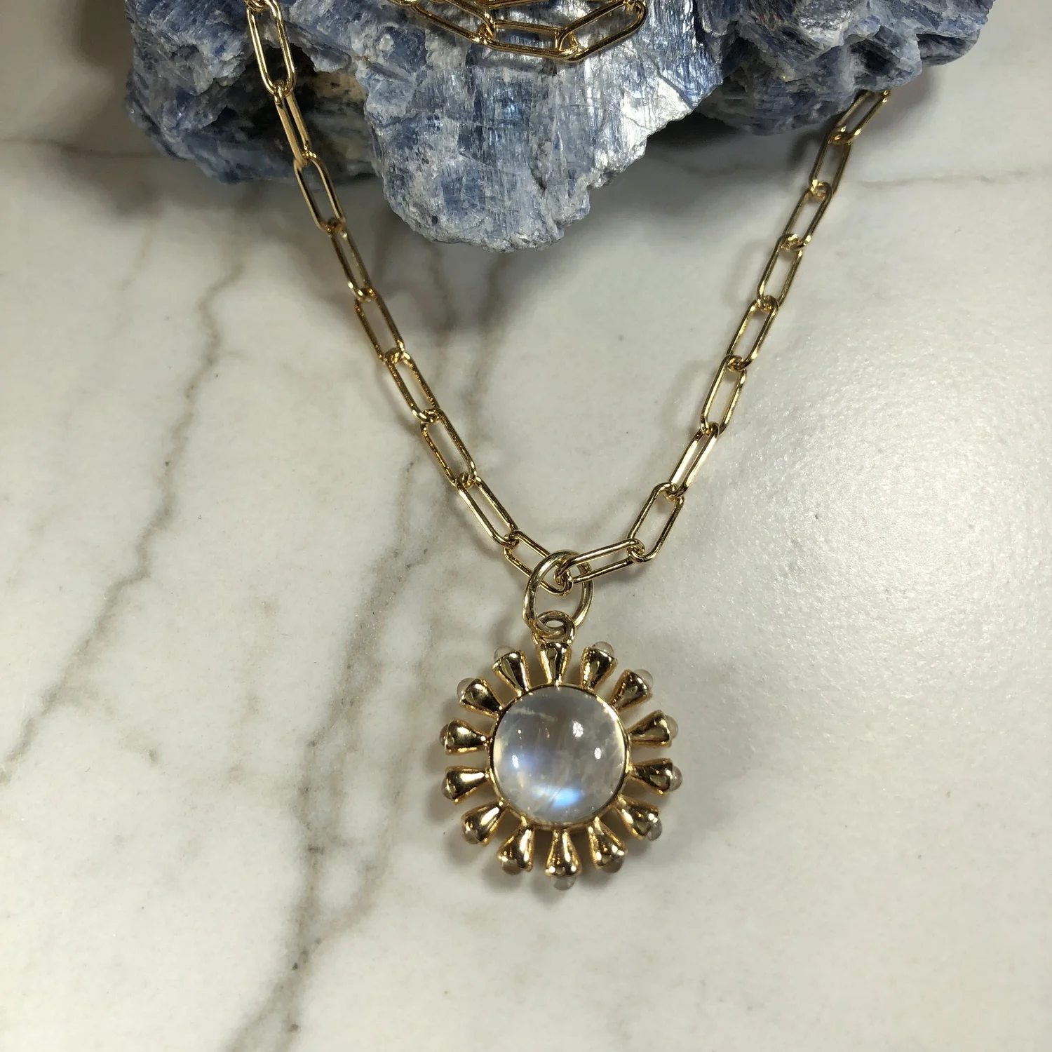 Moonstone Lotus Flower Necklace