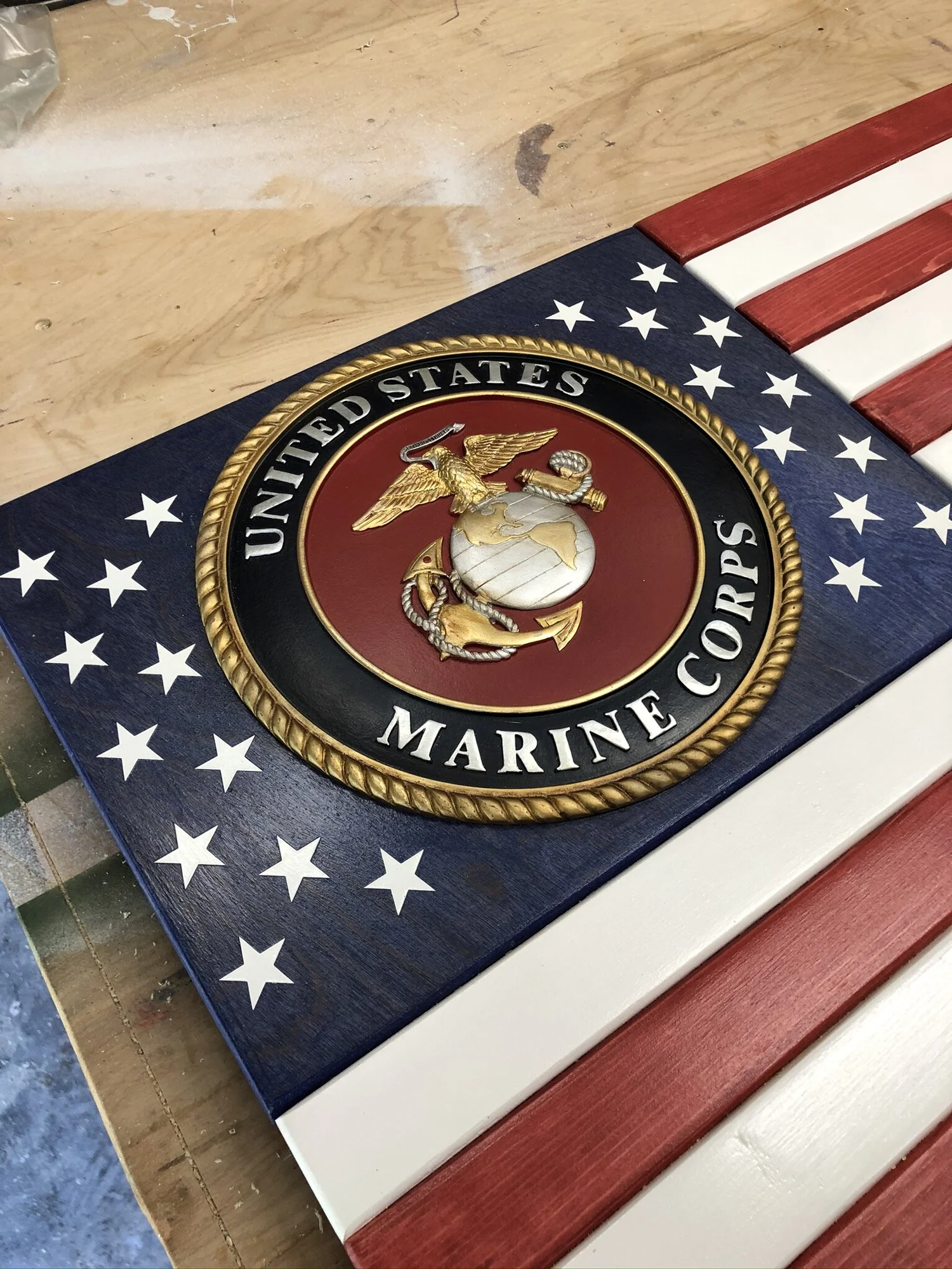 Custom One of a Kind Marine Corps Flag — 731 Woodworks
