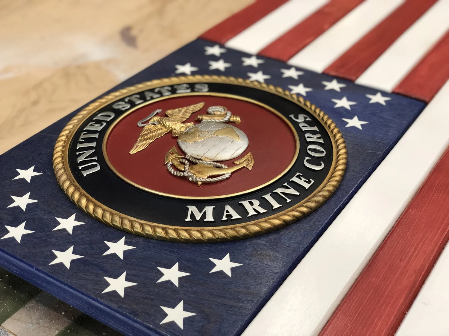 Custom One of a Kind Marine Corps Flag — 731 Woodworks