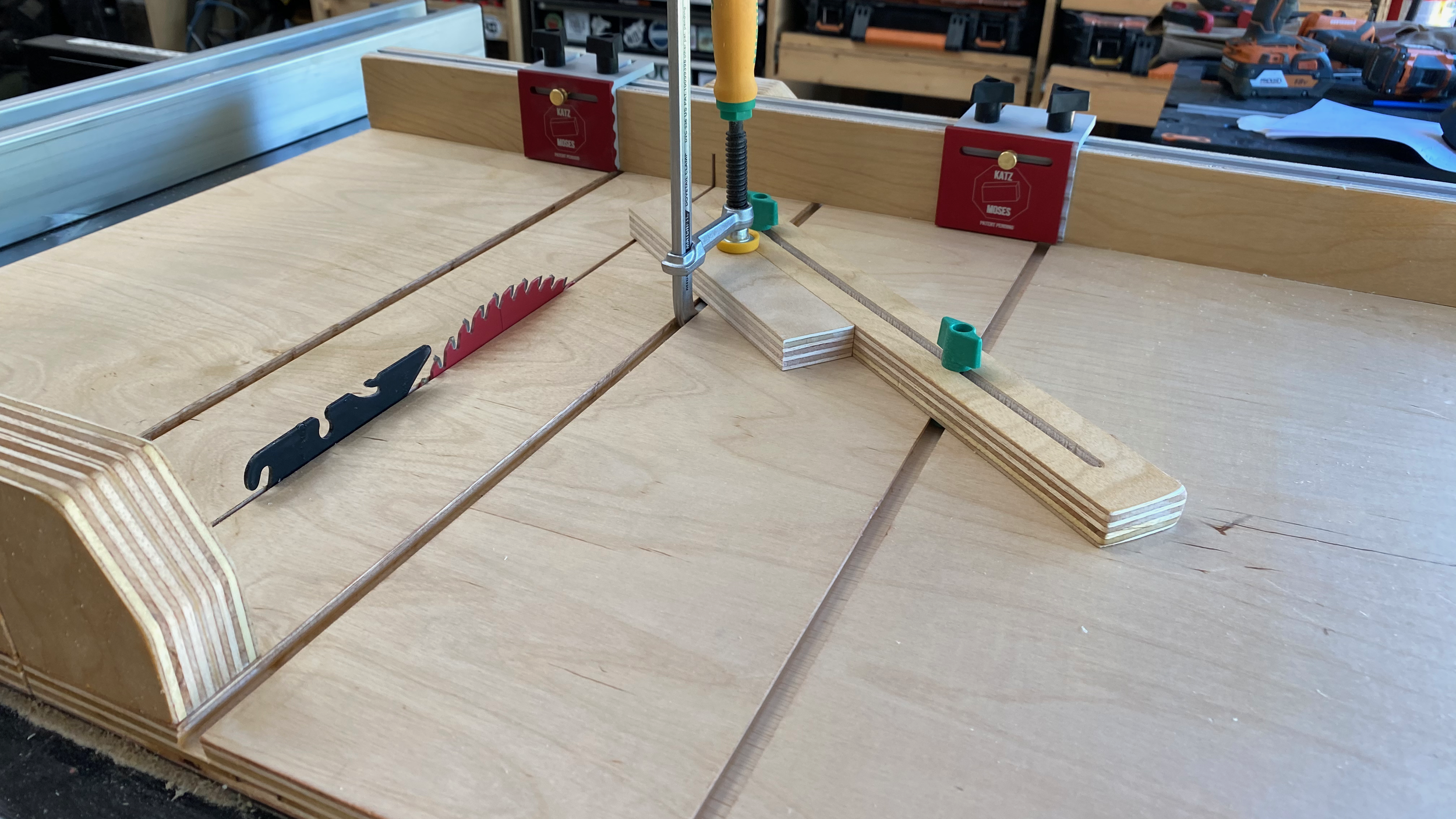 Multi-Use Cross-Cut Sled with Clamps, Adjustable Fence and Stop Blocks ...