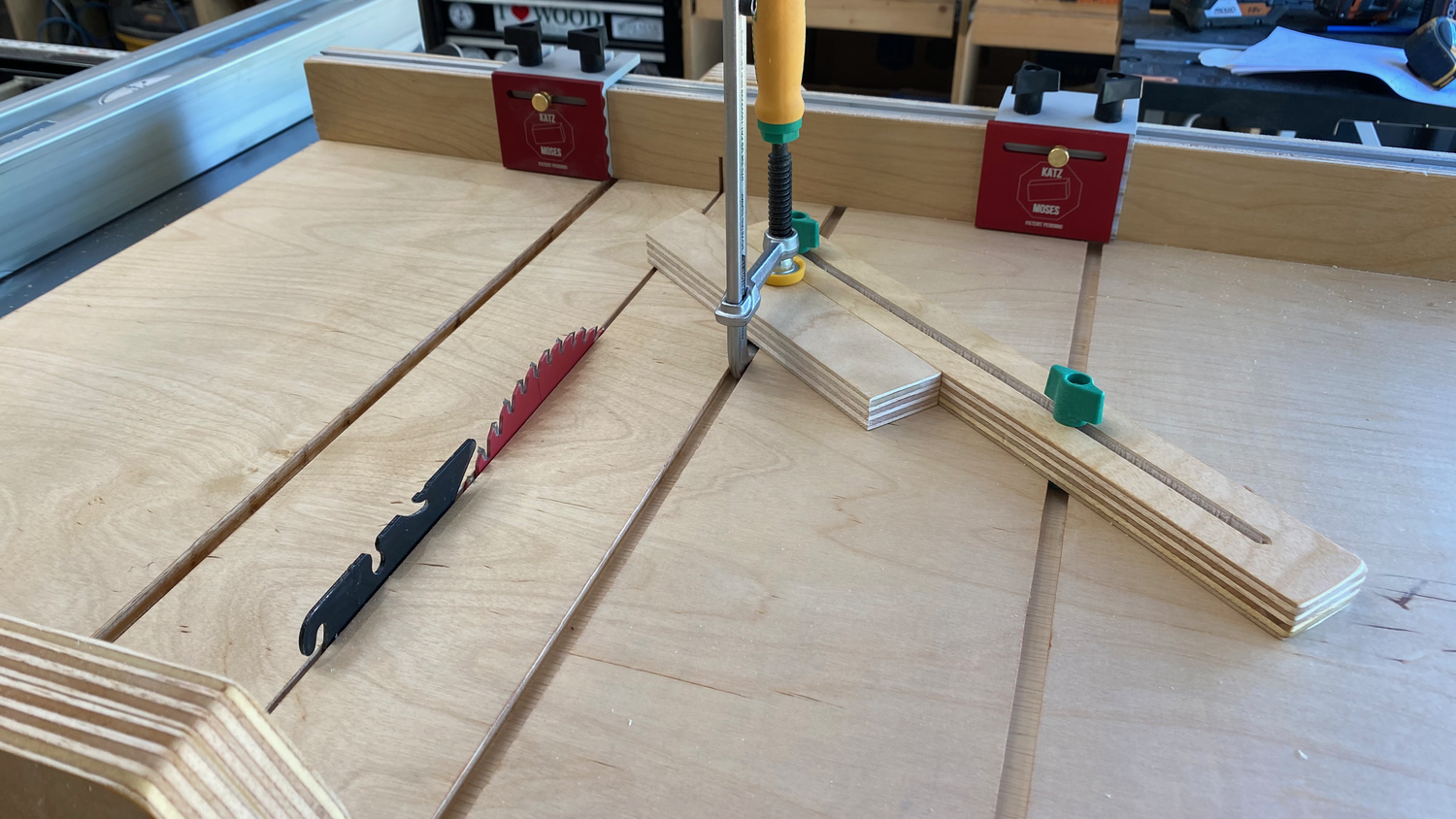Multi-Use Cross-Cut Sled with Clamps, Adjustable Fence and Stop Blocks ...