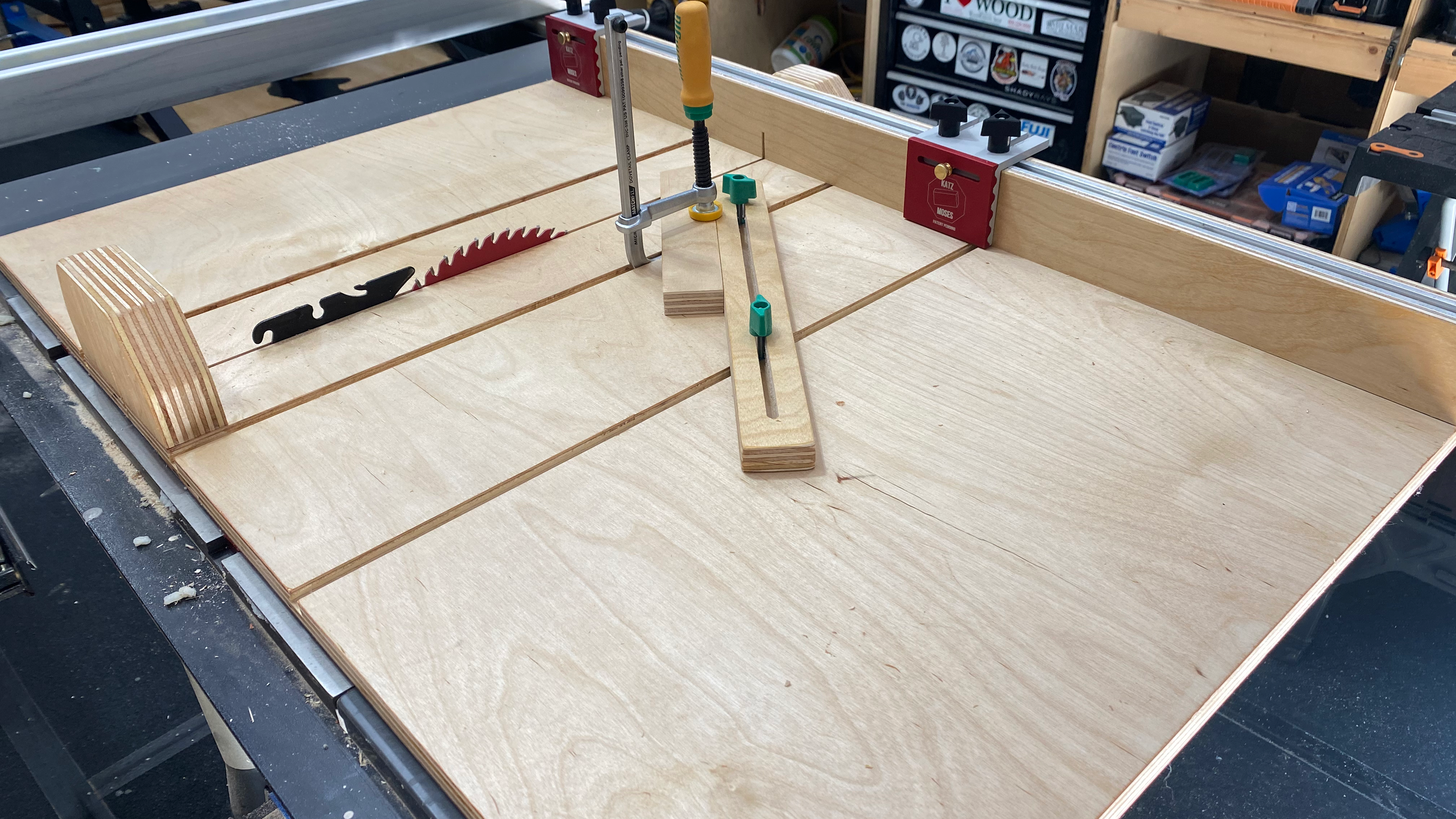 Multi-Use Cross-Cut Sled with Clamps, Adjustable Fence and Stop Blocks ...