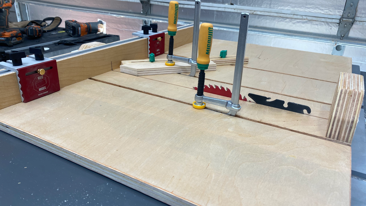 Multi-Use Cross-Cut Sled with Clamps, Adjustable Fence and Stop Blocks ...