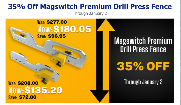 35% off Magswitch Drill Press Fence — 731 Woodworks