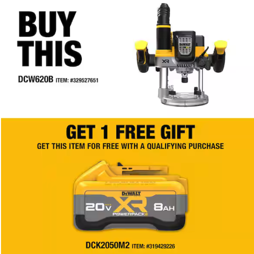 FREE XR PowerPack 8Ah Battery with NEW DeWALT 1/2-in Router — 731 Woodworks