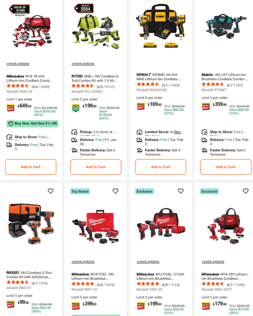 Up to $550 Off Power Tool Kits at Home Depot Deal — 731 Woodworks