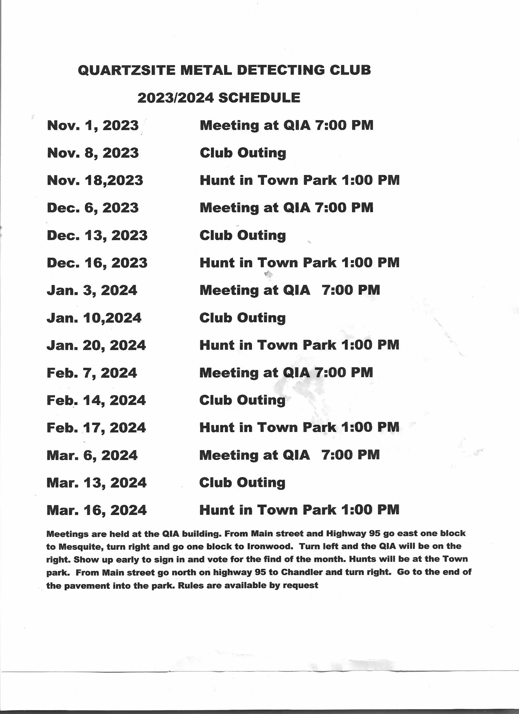Quartzsite Metal Detecting Club