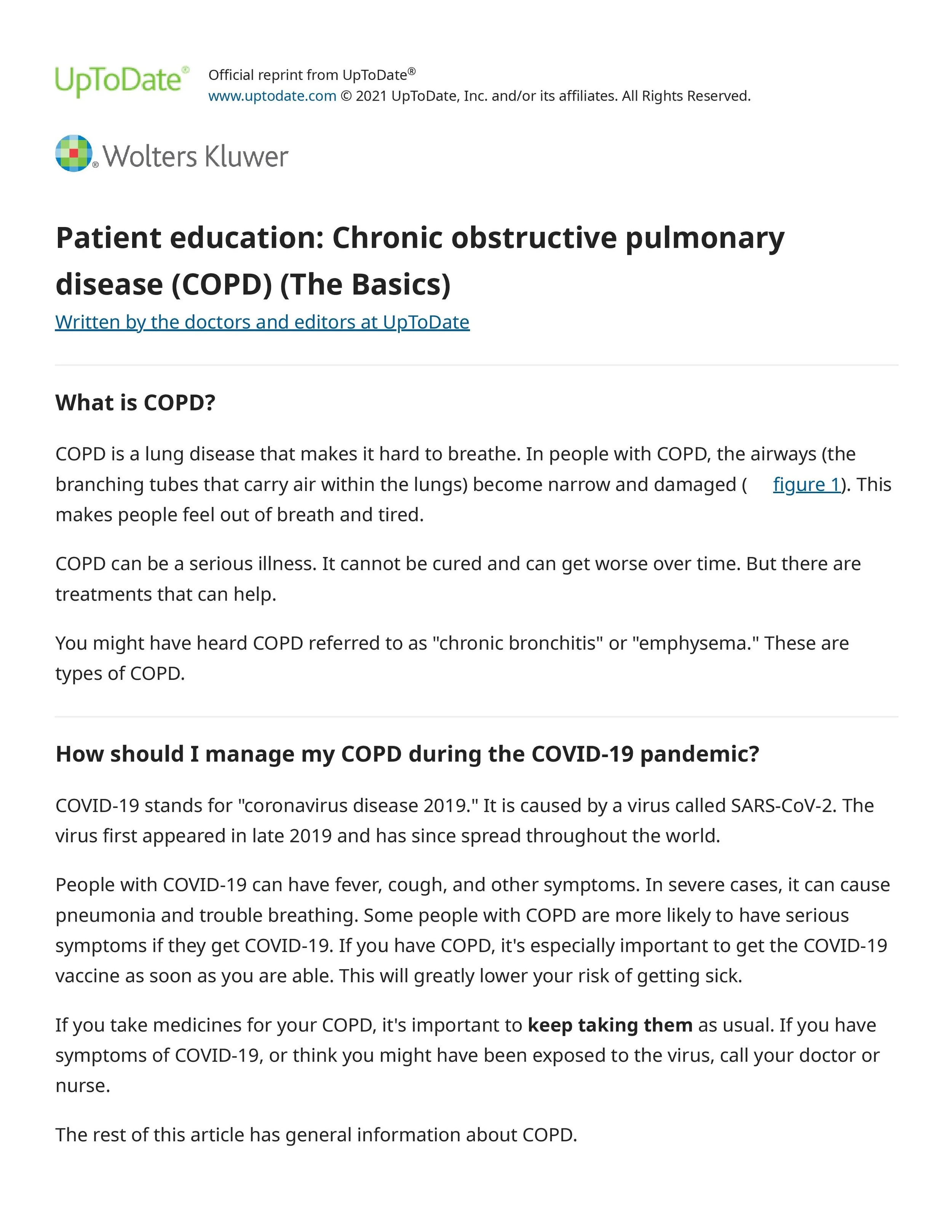 COPD (The Basics) — Transitional Care Physicians of America