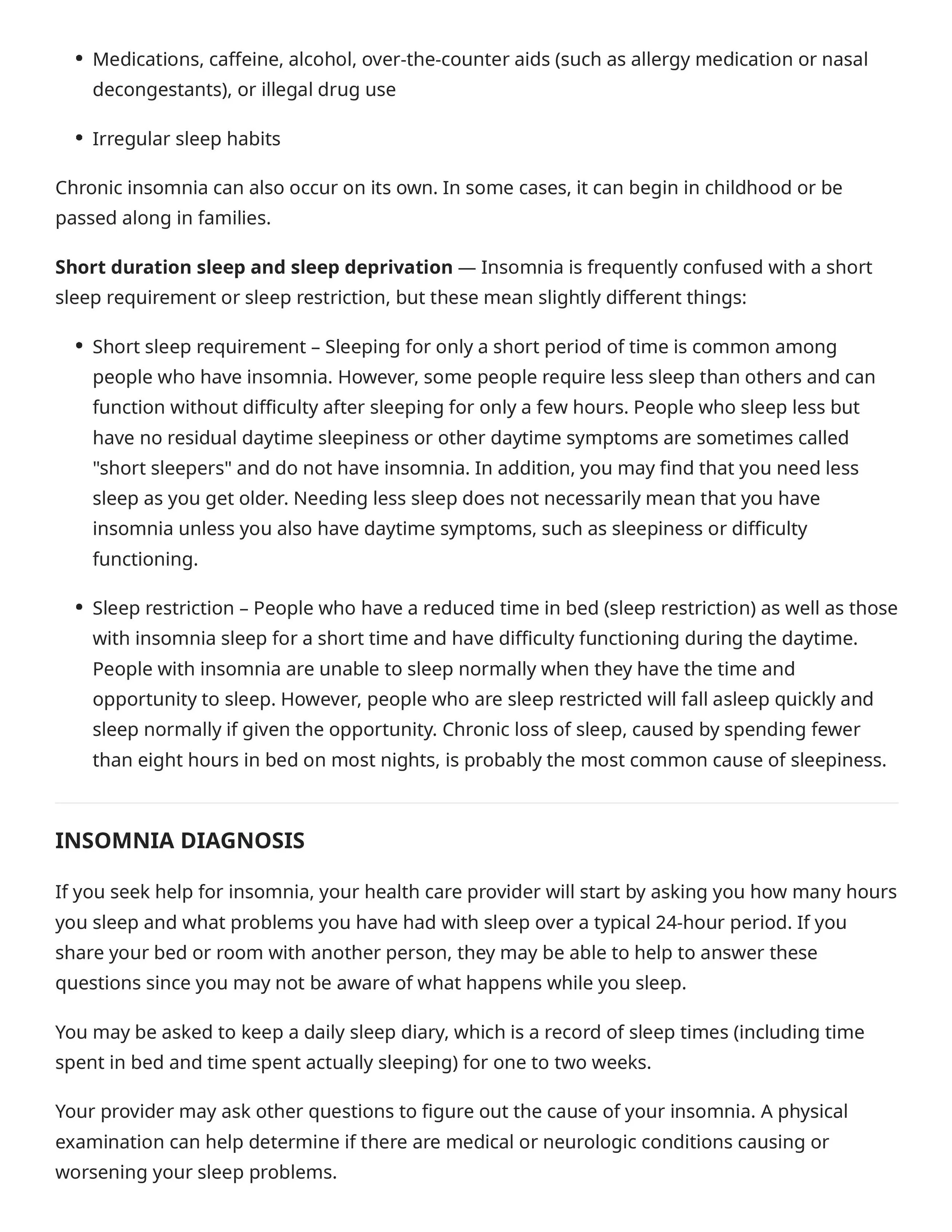 Insomnia (Beyond the Basics) — Transitional Care Physicians of America