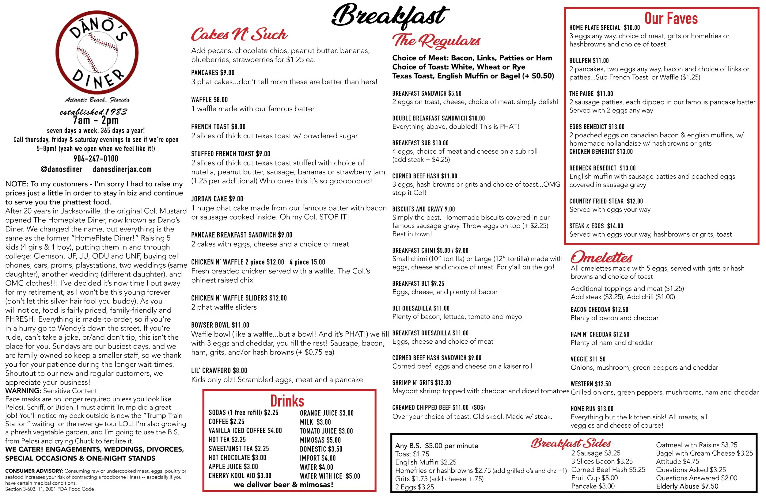Menu — Dano's Diner