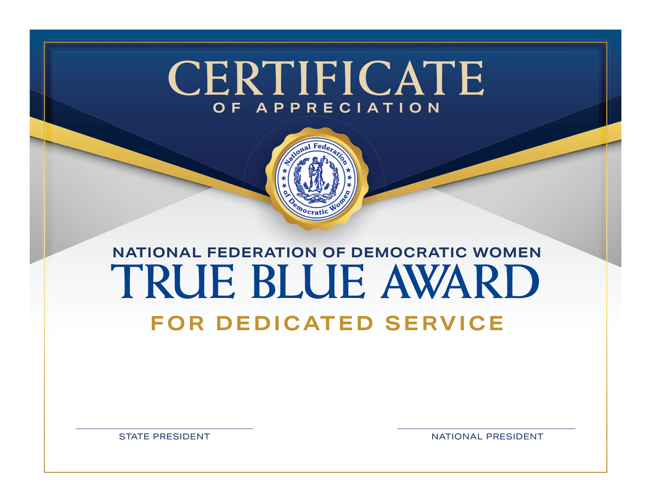 True Blue Awards — National Federation of Democratic Women