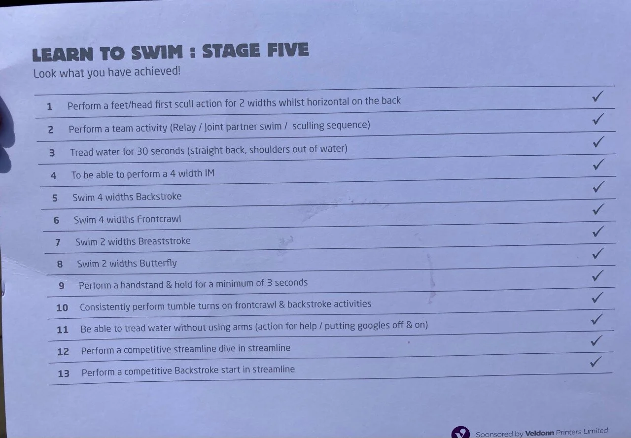 Year 7 News: Caleb Achieves Stage 5 Swimming! — Redhill School