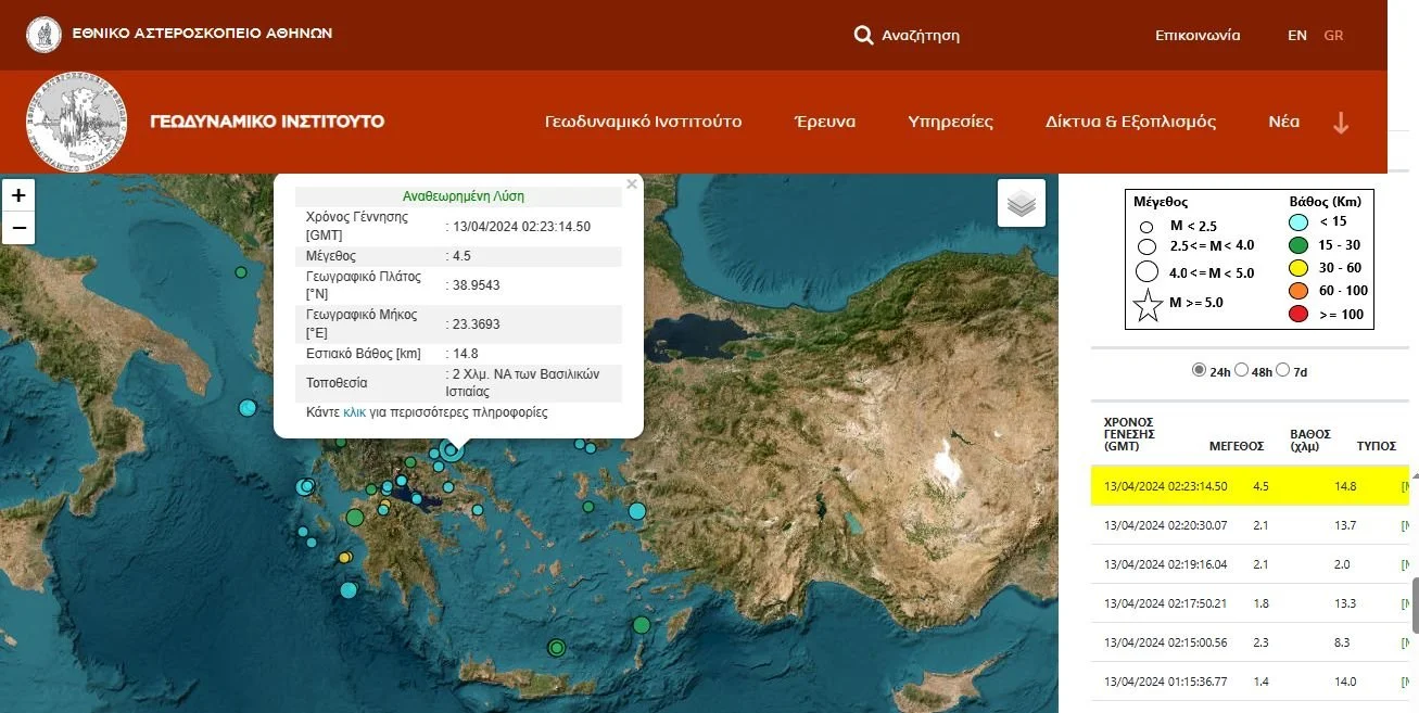 Σεισμός 4,5 Ρίχτερ τα ξημερώματα στη βόρεια Εύβοια — Εύβοιας Φίλοι