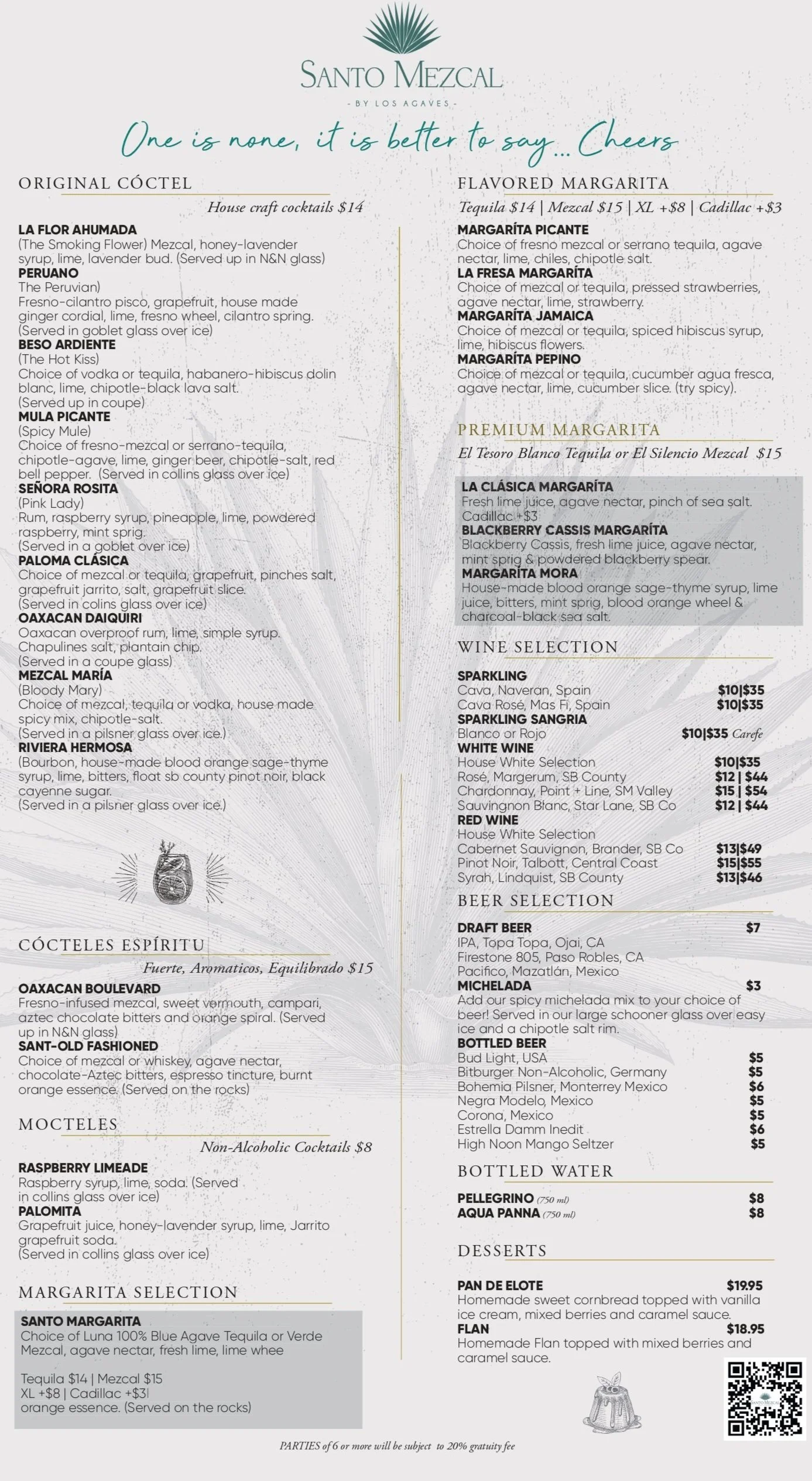 PDF Menu | Santo Mezcal Mexican Restaurant