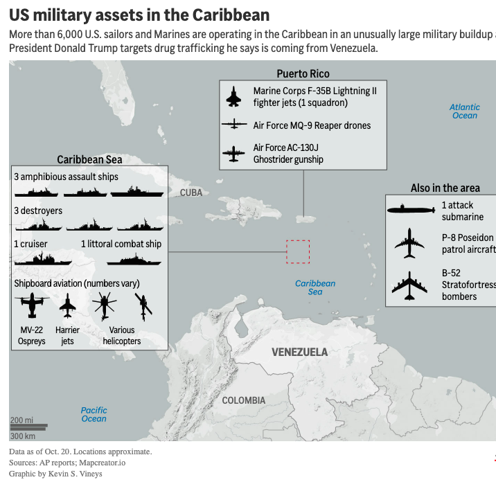 Map Shows an Unusually Large US Military Presence in the Caribbean Sea ...
