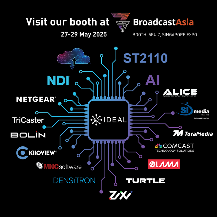 NDI, AI & IP Solutions booth at BroadcastAsia 2025 — IDEAL SYSTEMS
