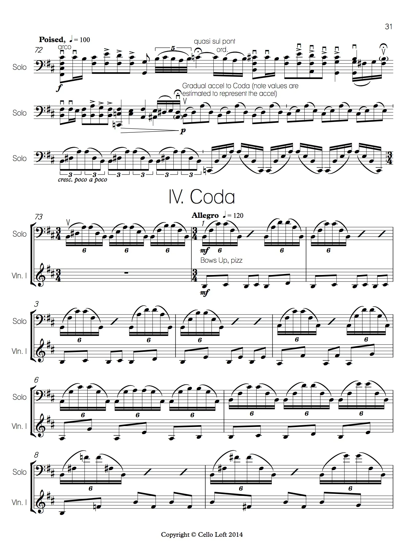 Sheet Music Cello Loft