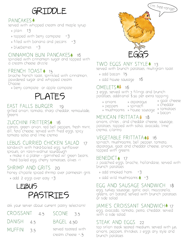 Copy of Menu — LeBus East Falls