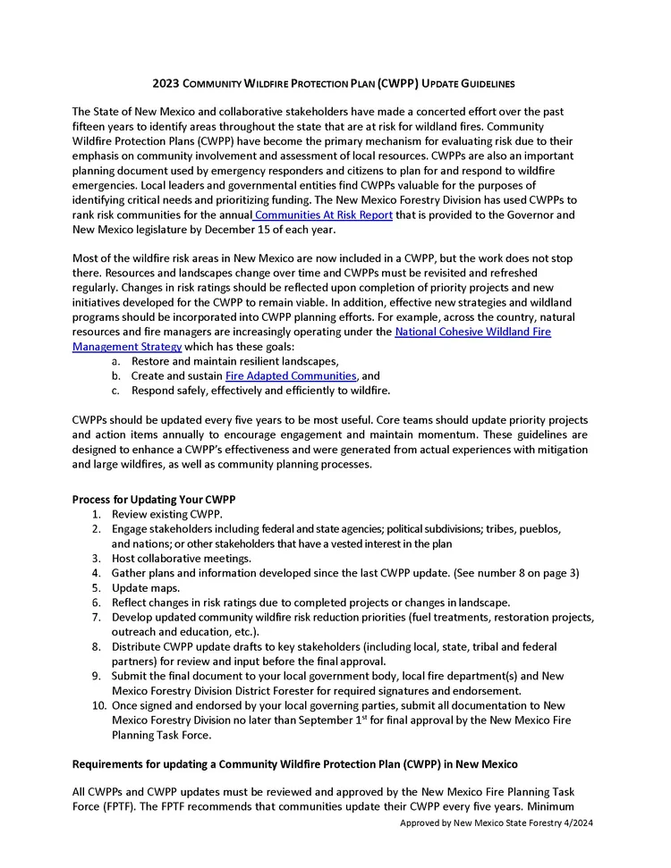 Community Wildfire Protection Plan (CWPP) — Fire Adapted NM