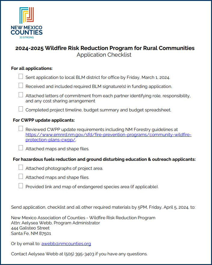 2024-2025 Wildfire Risk Reduction Grant Program — Fire Adapted NM