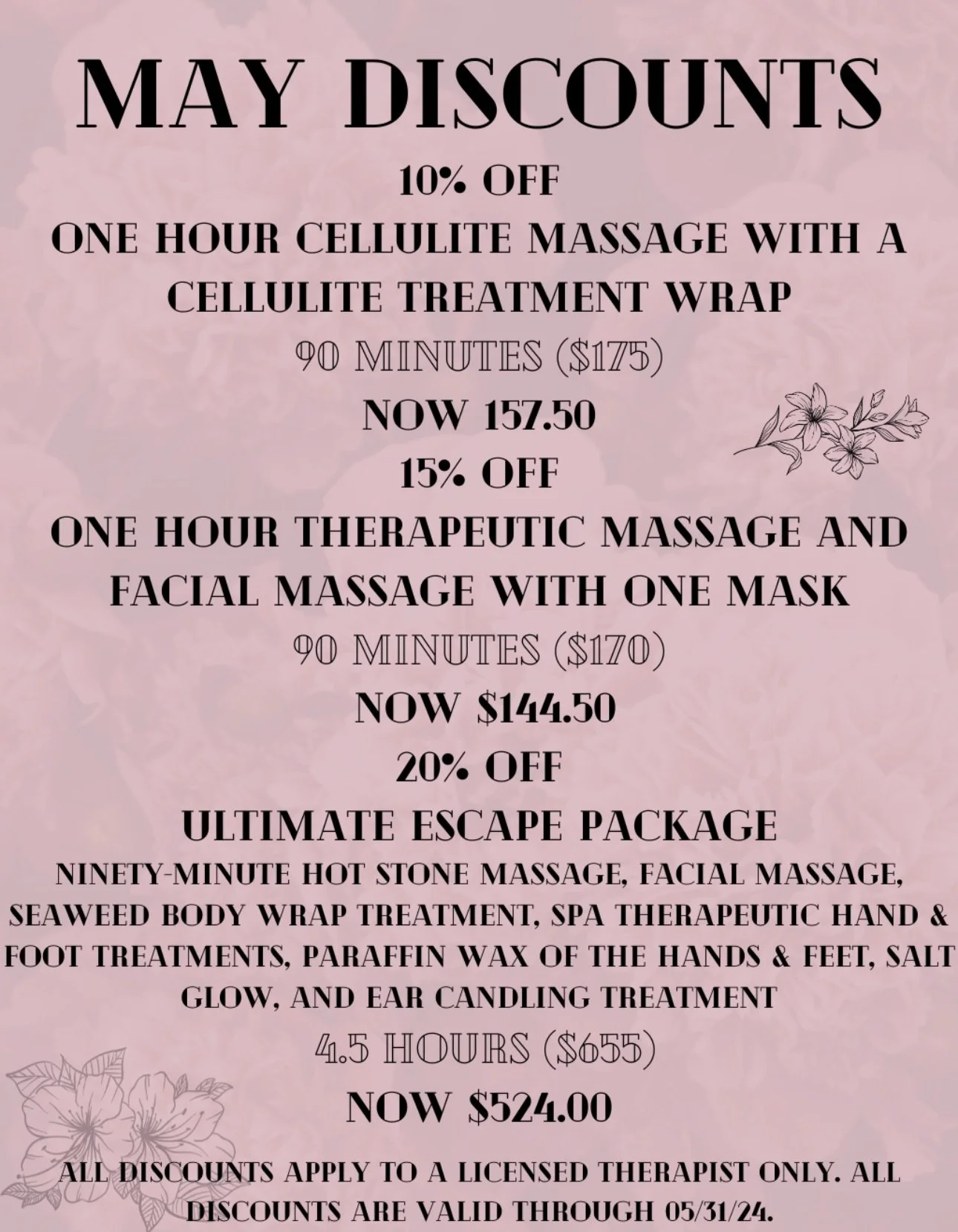Discounts — Serenity Massage