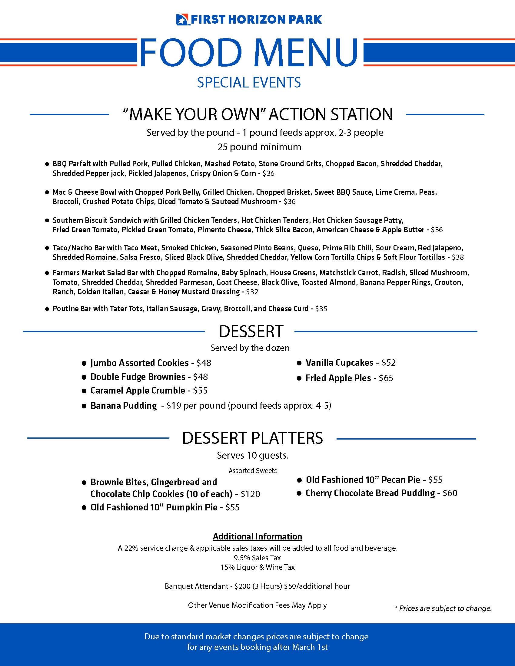 EVENT MENU — First Horizon Park