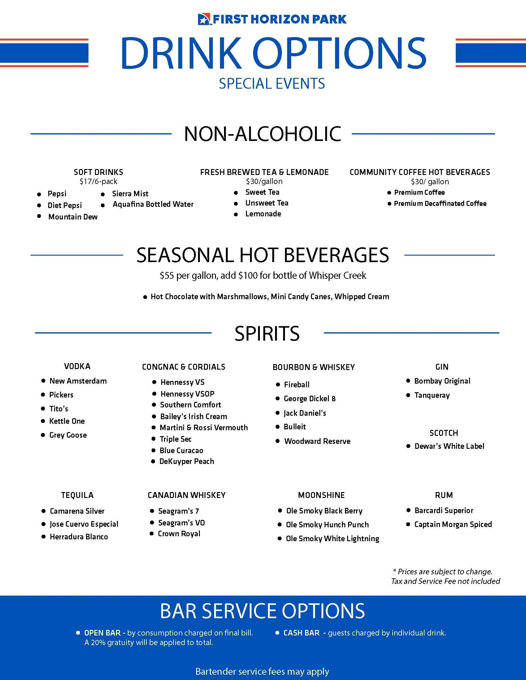 EVENT MENU — First Horizon Park