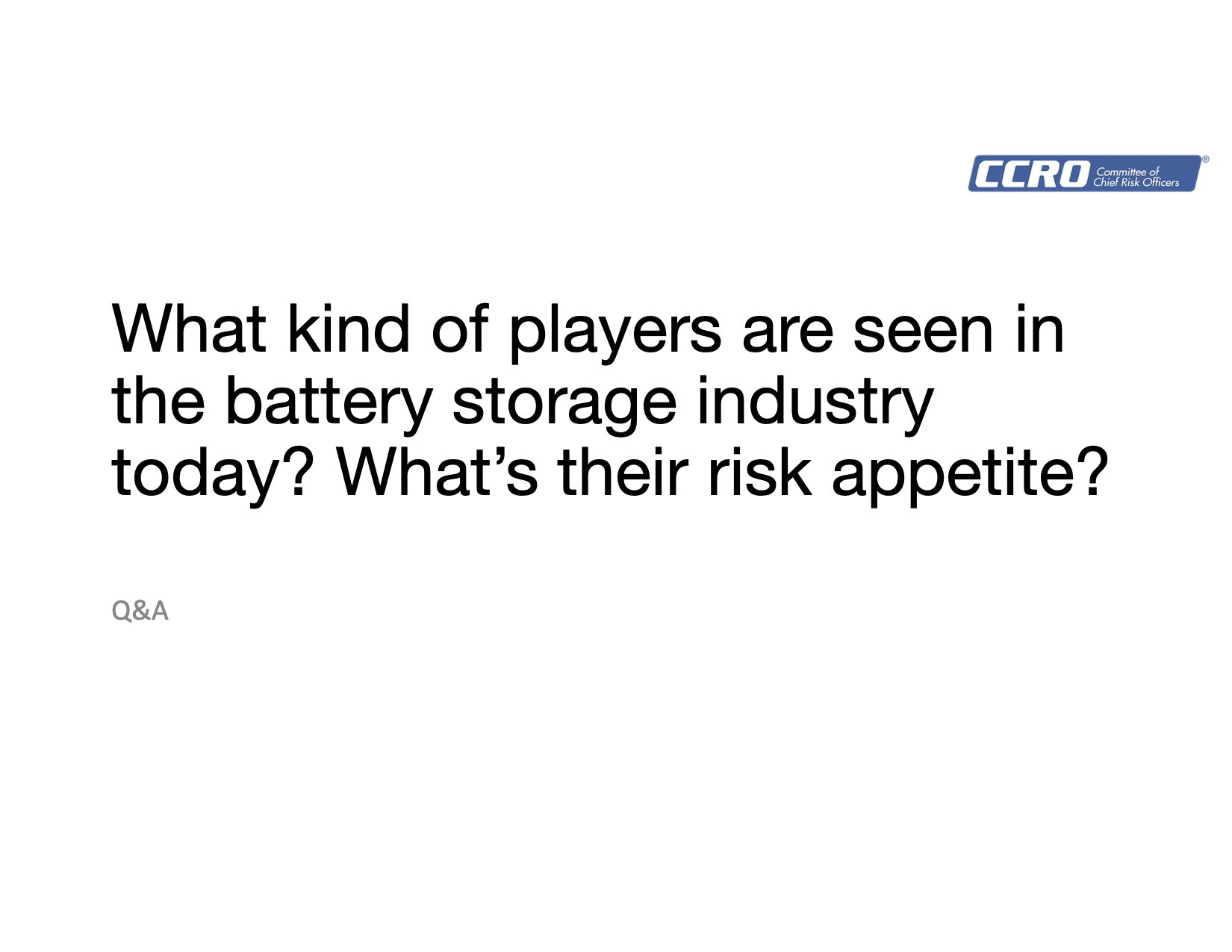 Battery Storage Risk Management — ccro