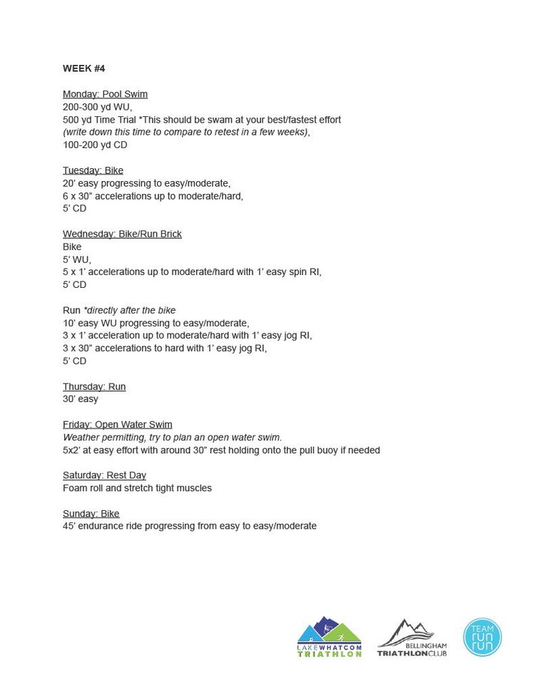 Sprint Triathlon Training Plan — Lake Whatcom Triathlon