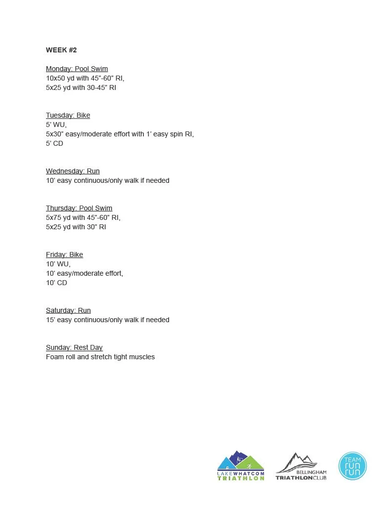 Sprint Triathlon Training Plan — Lake Whatcom Triathlon