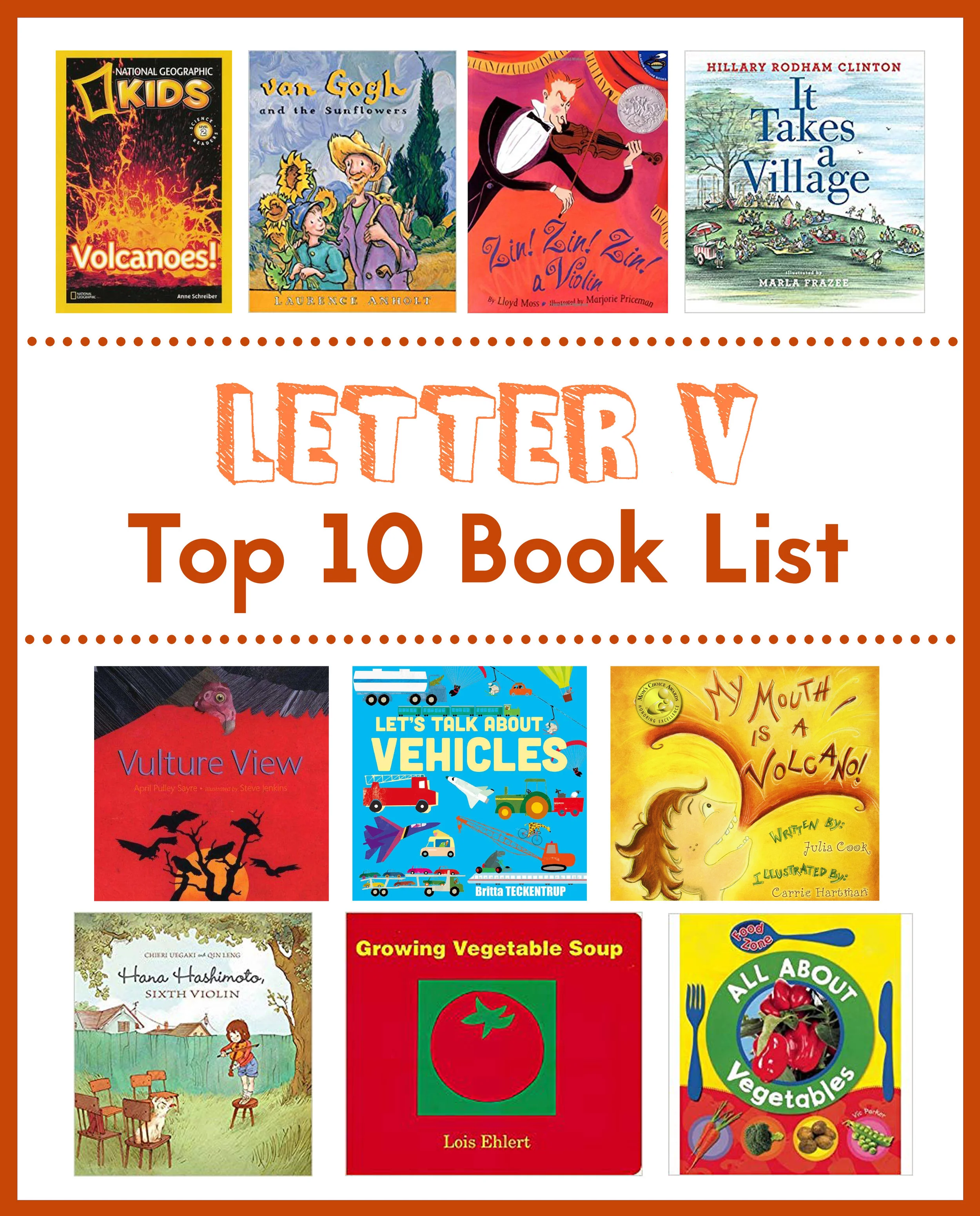 Letter V Top 10 Book List — ABC See, Hear, Do