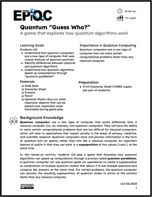 QC Activities for Informal Educators - Download Materials — EPiQC