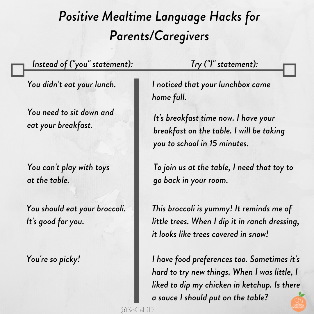 SoCal Nutrition and Wellness — Positive Mealtime Language Hacks for ...