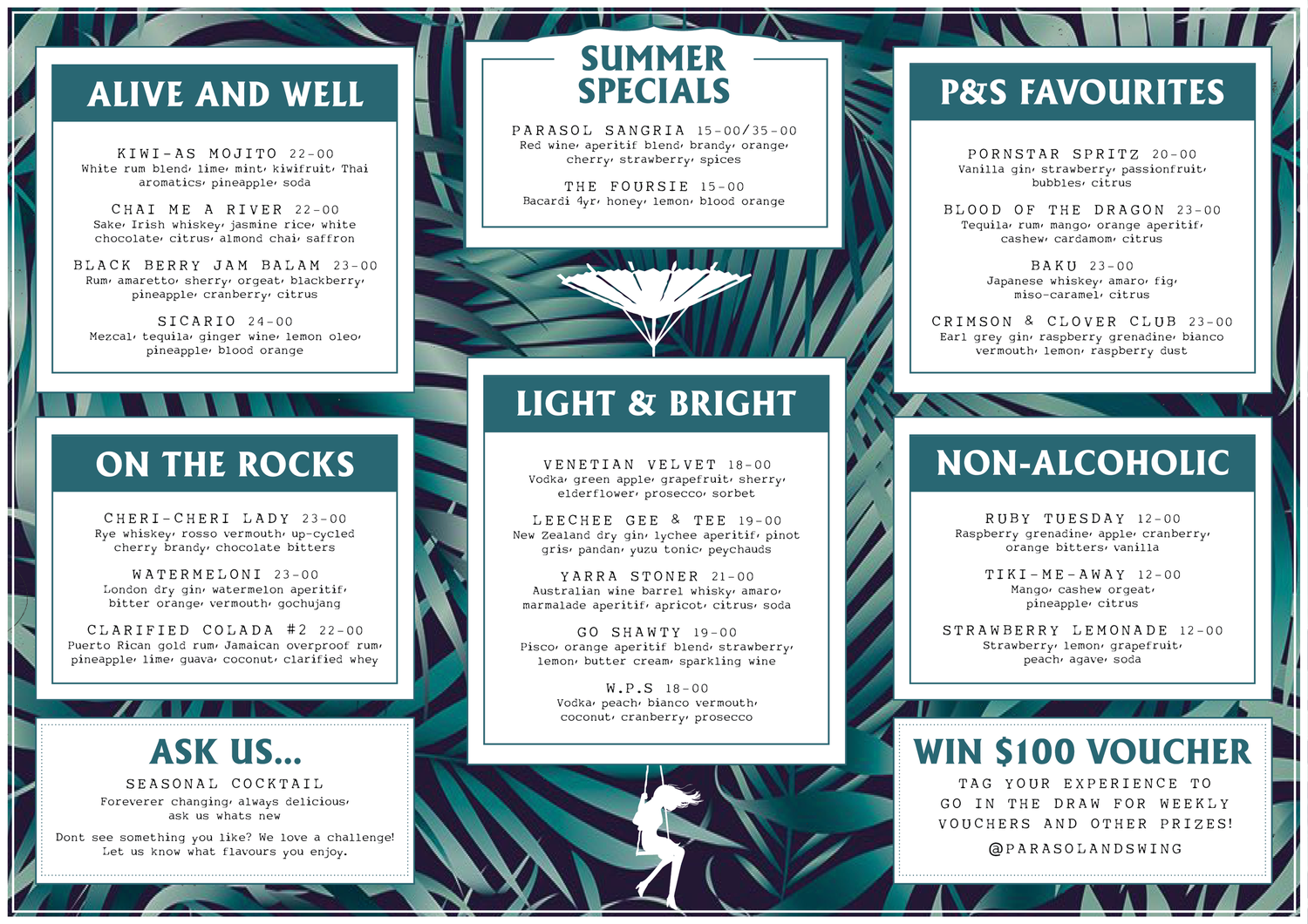 Menu — The Parasol & Swing Company