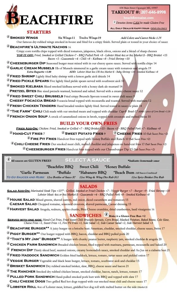 Dining Menus — 658 Main Street Ogunquit 207-646-8998