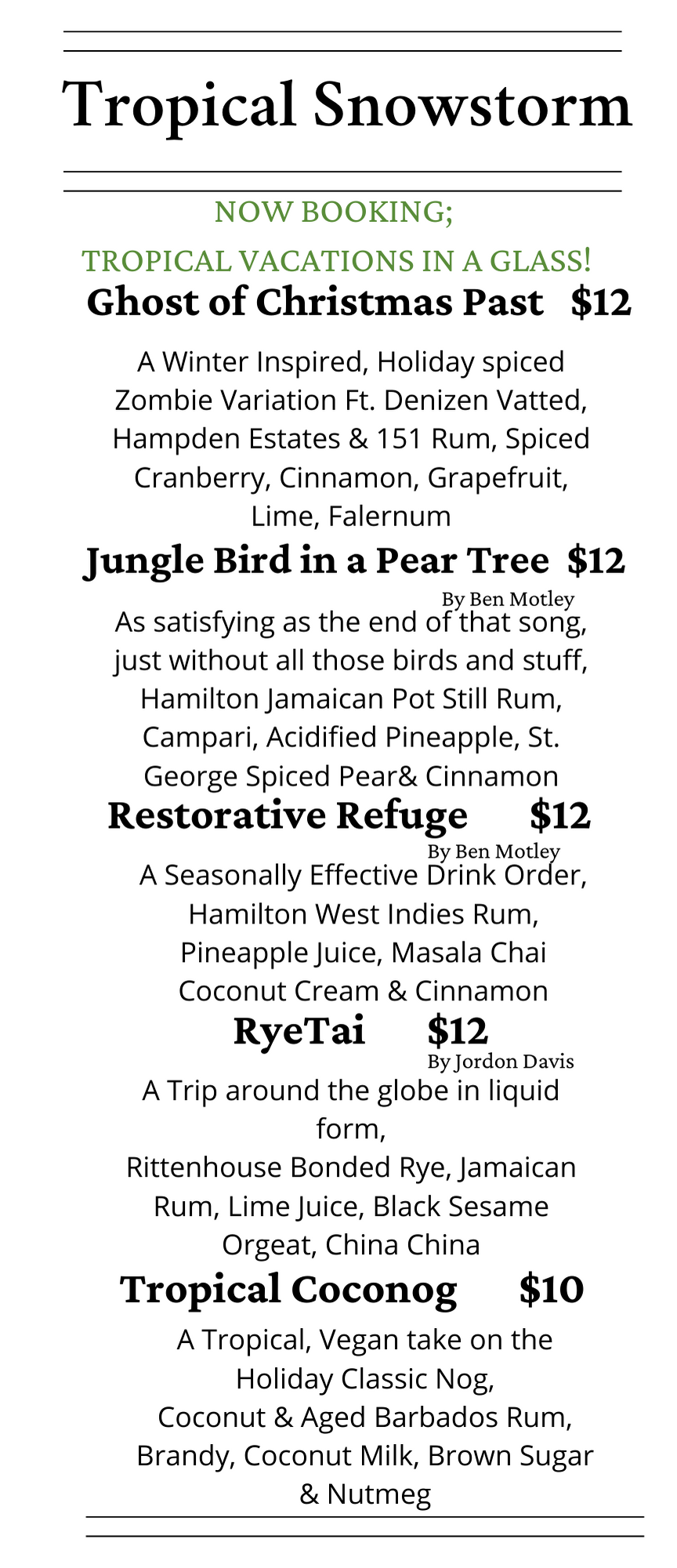 Menus — Arrow Cocktail Lounge