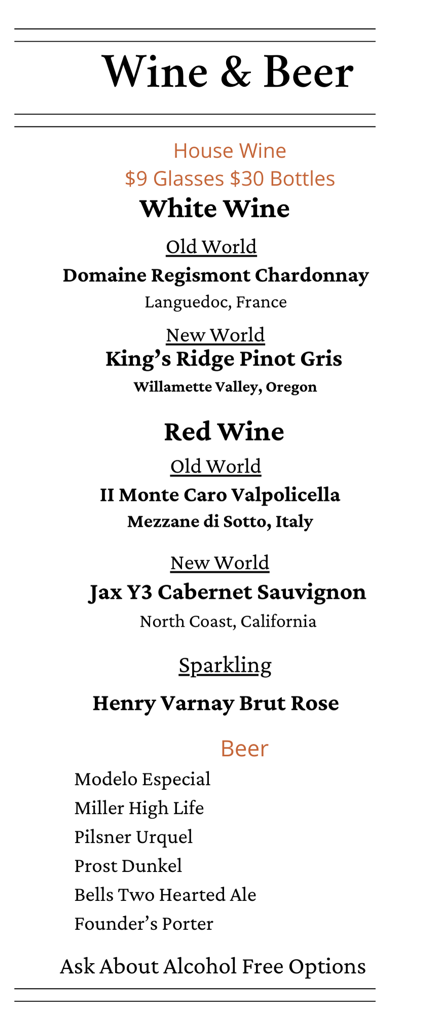 Menus — Arrow Cocktail Lounge