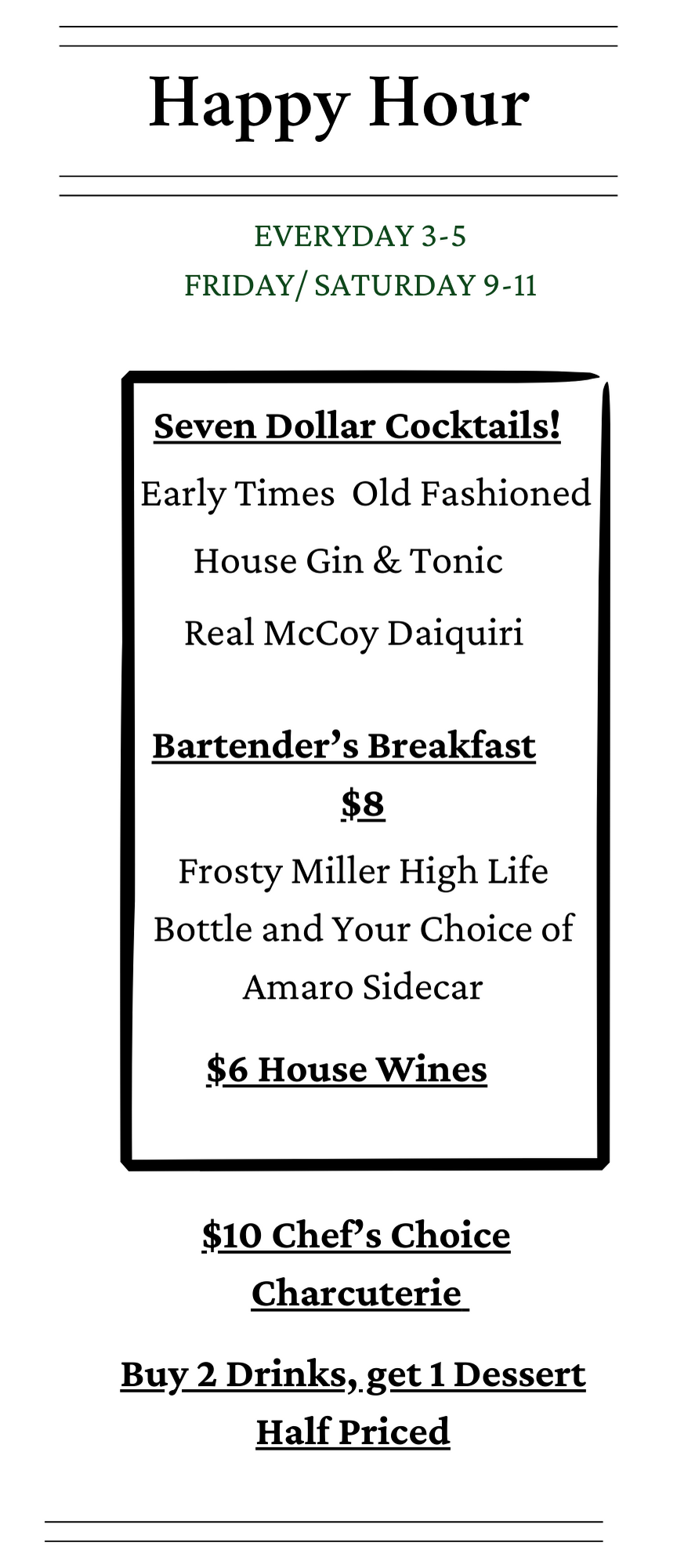 Menus — Arrow Cocktail Lounge