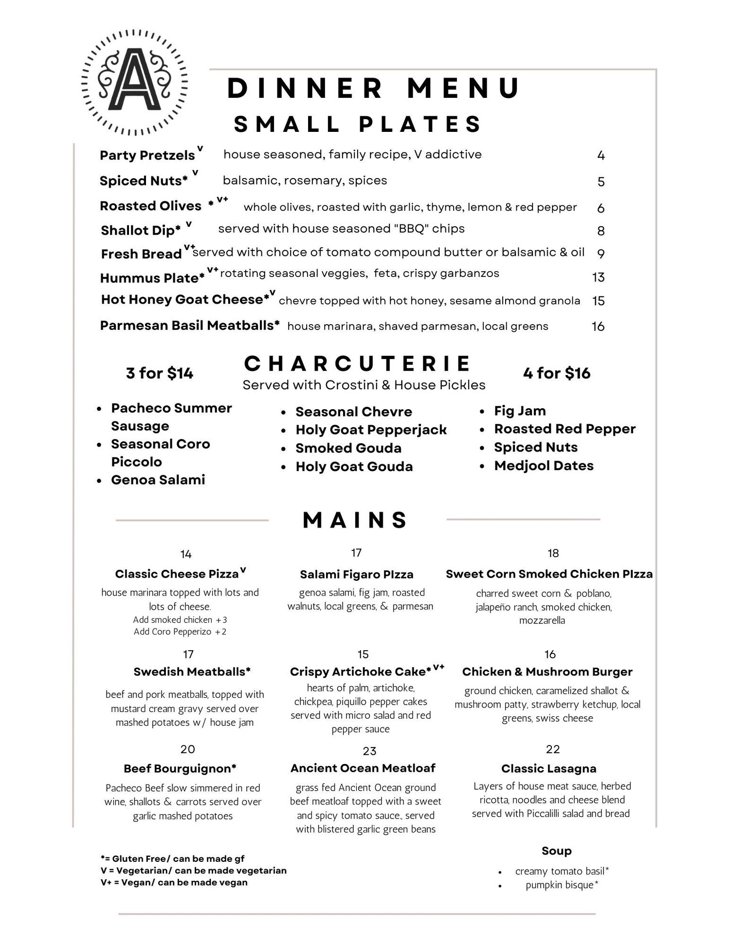 Menus — Arrow Cocktail Lounge