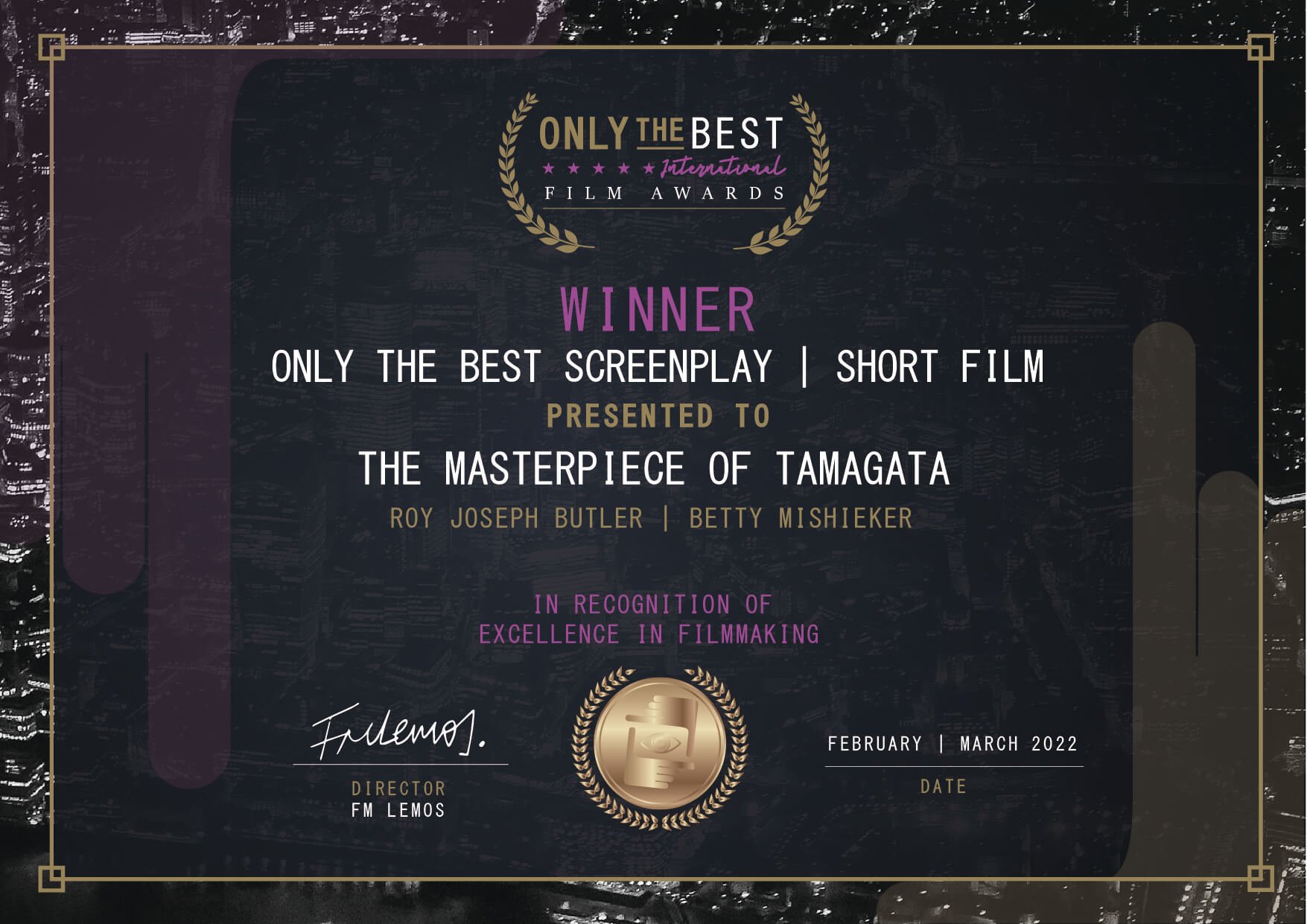 Best Screenplay Award — Figuration