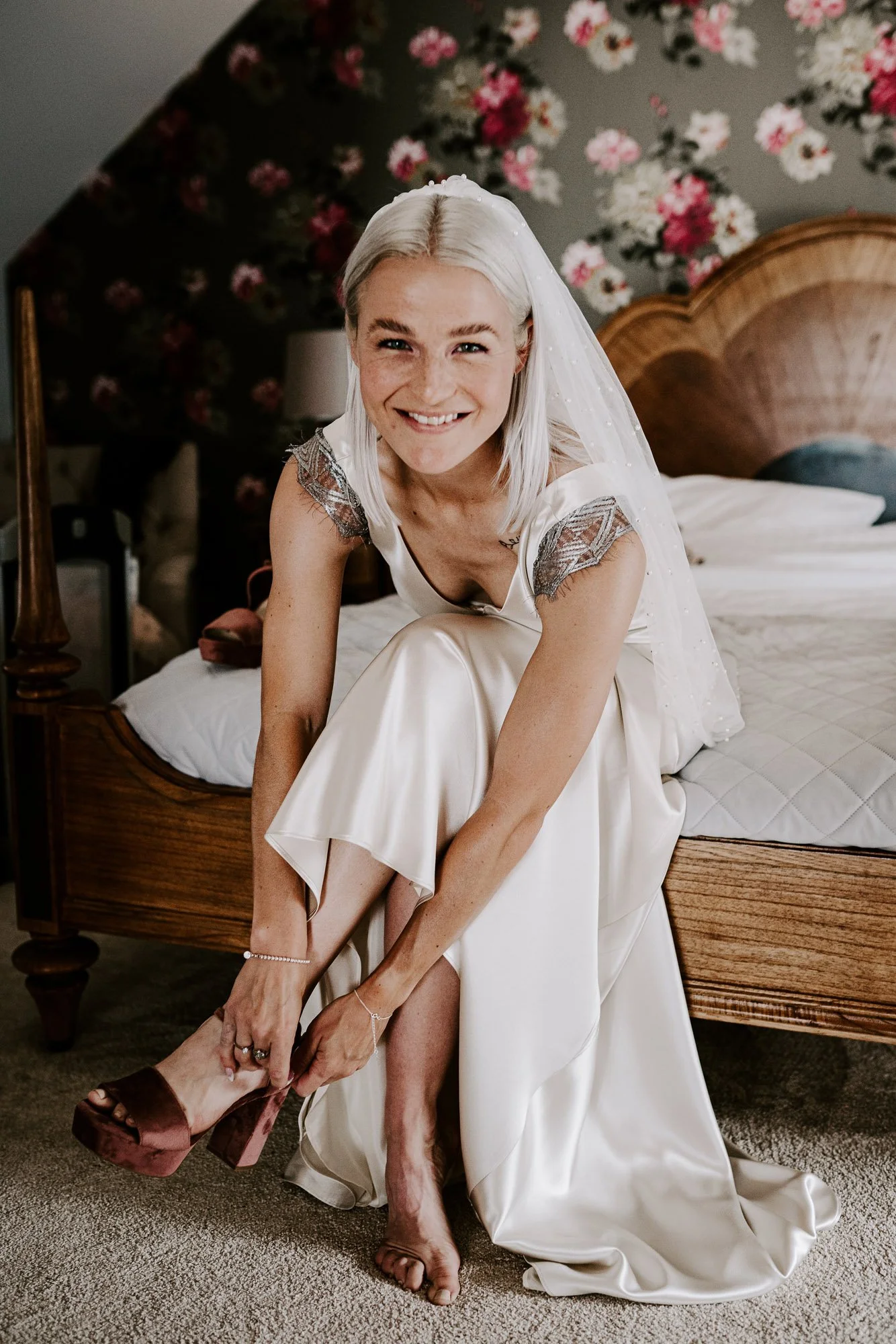 Debbie | Real bride in Viola bias-cut silk wedding gown, Old-Hollywood ...