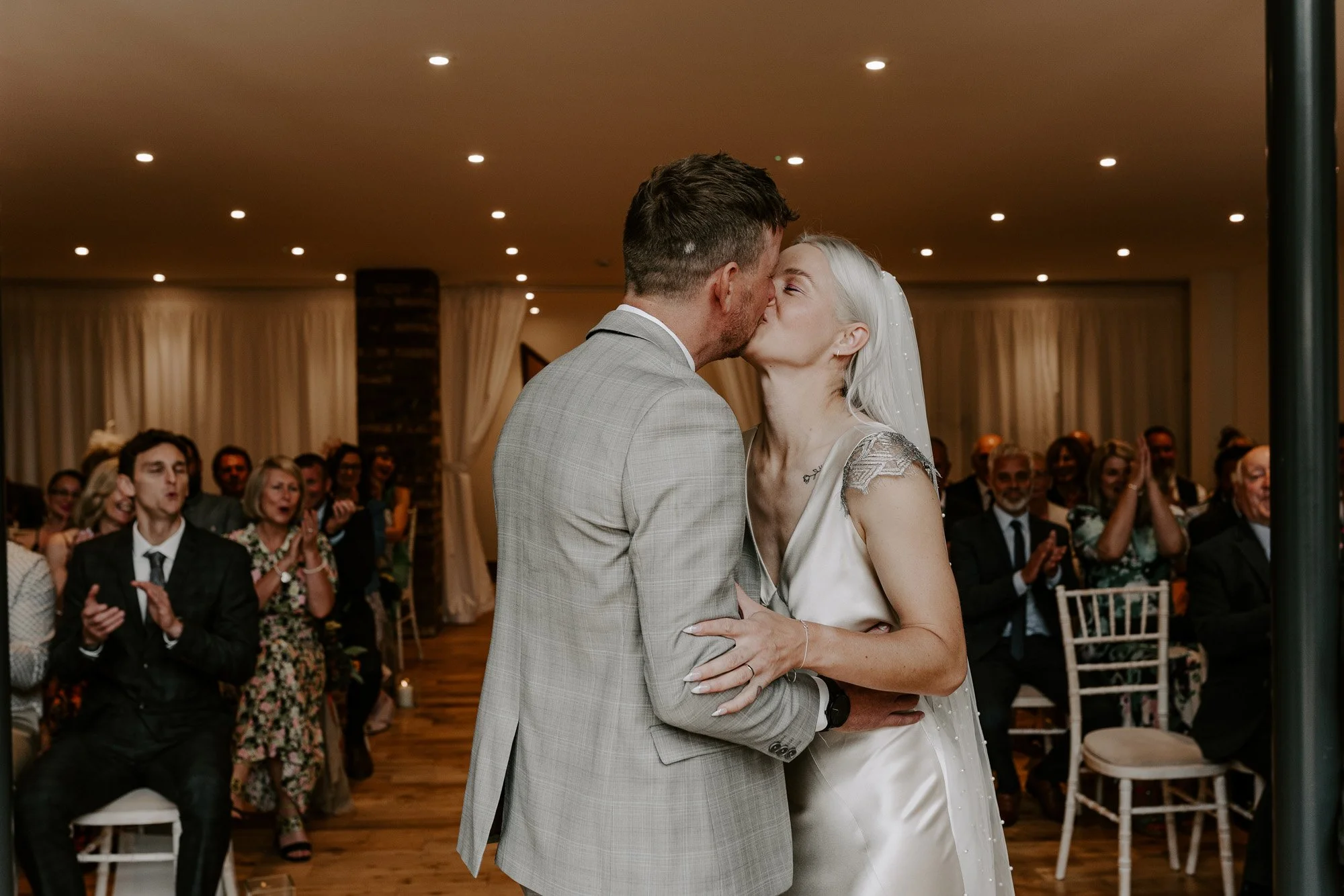 Debbie | Real bride in Viola bias-cut silk wedding gown, Old-Hollywood ...