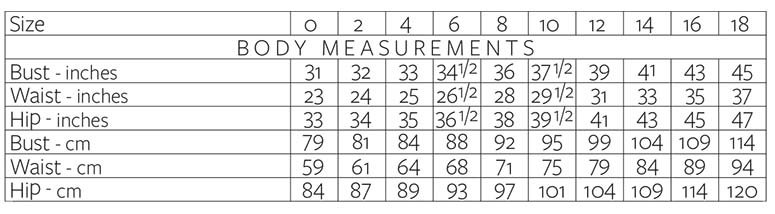 Size Charts — Christine Haynes