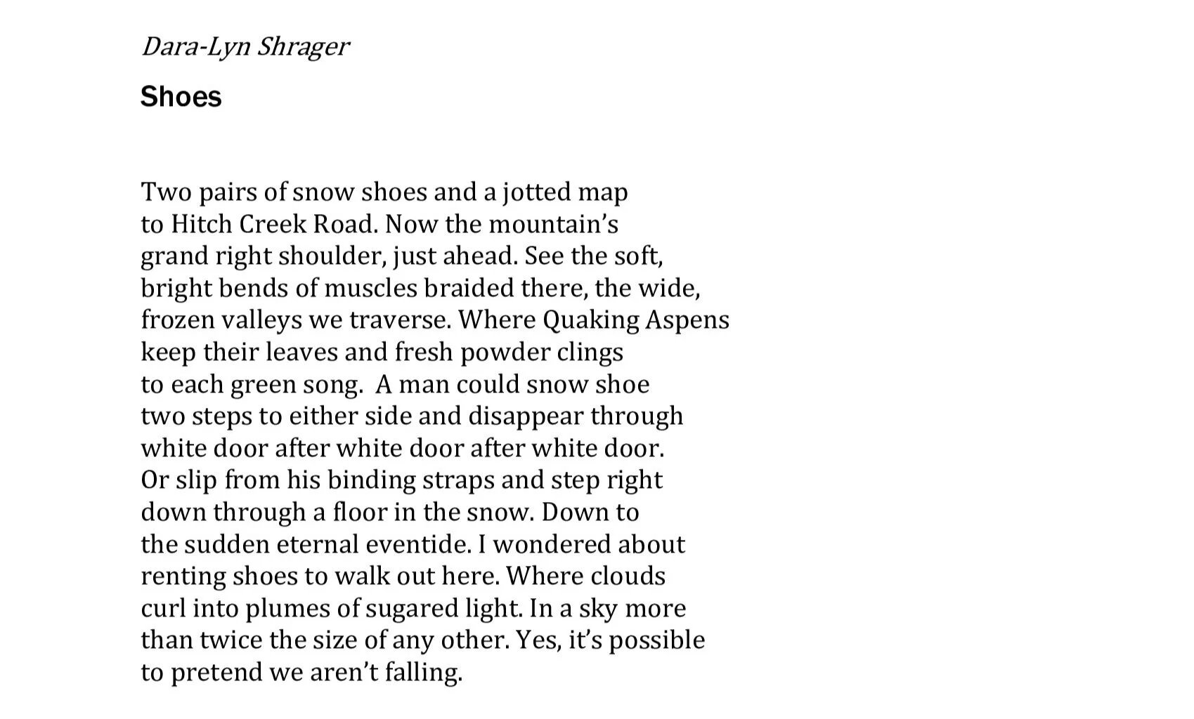 "Shoes" — River Heron Review