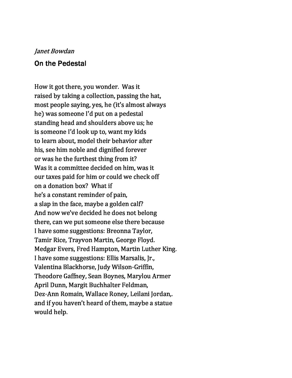 PFN, Janet Bowdan — River Heron Review